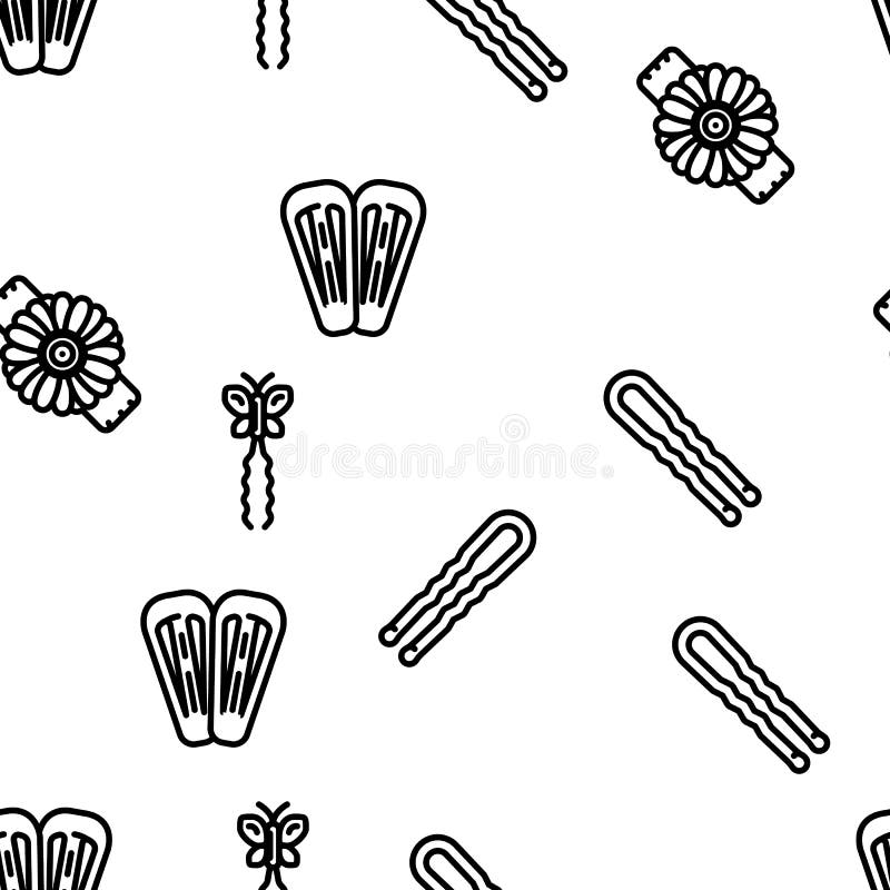 Hair Pin Decorative Accessory Vector Seamless Pattern Stock Vector ...