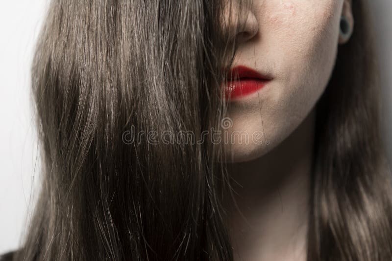 Hair and Red Lipstick stock photo. Image of gloss, style - 37986676