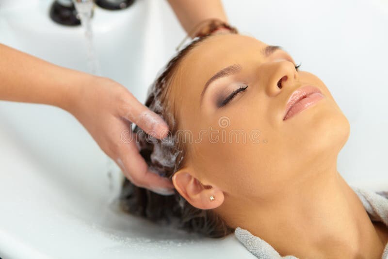Hair Salon. Washing with Shampoo. Stock Image - Image of beauty, view ...
