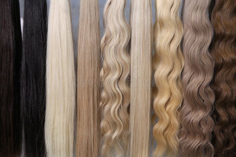 Hair Samples for Extensions from Light To Dark Stock Image - Image of ...