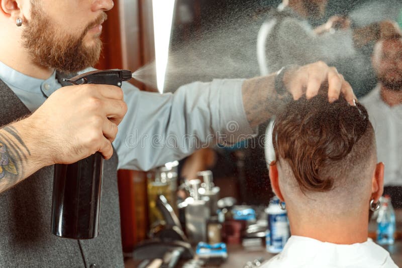 Hair Styling by a Professional Barber Stock Image - Image of barbershop ...