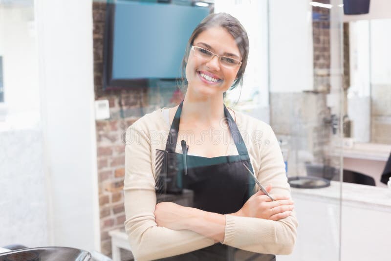Hair Stylist Smiling at Camera Stock Photo - Image of caucasian ...