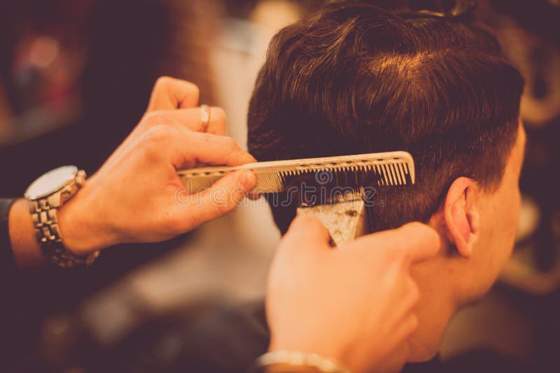 Hair Stylist Using Comb and Razor Stock Image - Image of barber, hairdo ...