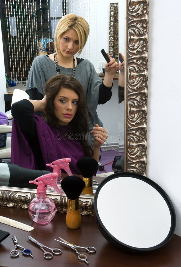 Hair Stylist Cuting Woman Hair Stock Photo - Image of girl, equipment ...