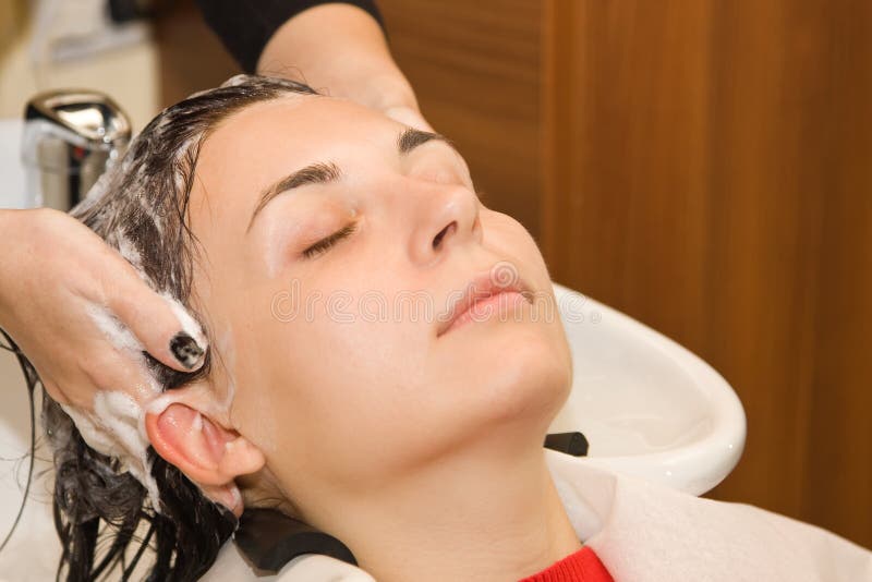 Hair wash stock image. Image of woman, young, foam, beauty - 6527141