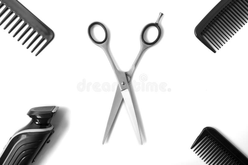 Haircut Items, Scissors in Middle Stock Image - Image of personal ...