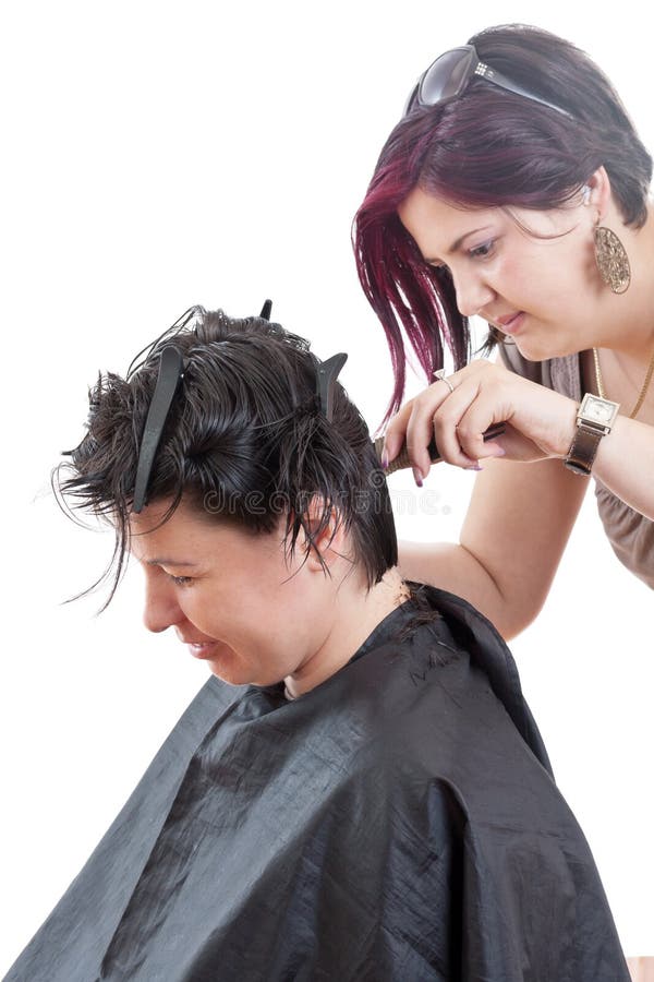 The Hairdresser Make the Haircut Stock Image - Image of women, white ...