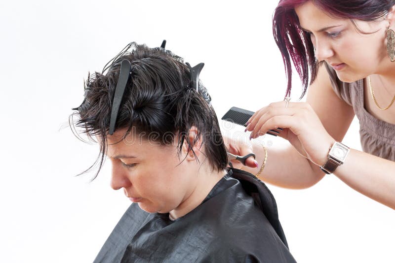 Hairdresser making haircut stock photo. Image of people - 24825840