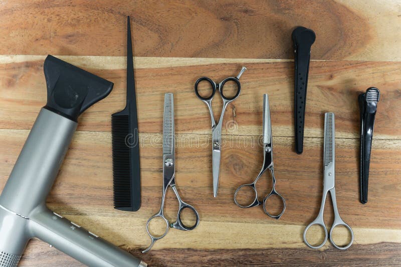 Hairdresser S Working Tools on the Table Close-up Stock Image - Image ...