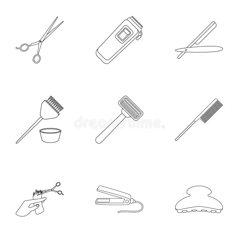 Hairdresser Set Icons in Outline Style. Big Collection of Hairdresser ... Hairdresser Set Icons in Outline Style. Big Collection of Hairdresser ...