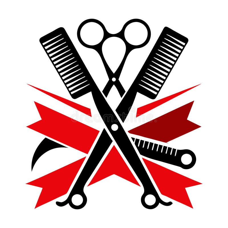 Hairdresser Tools, Black Scissors and Comb on a Pink Table. Stock ...