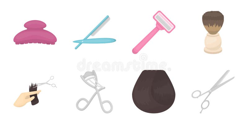 Hairdresser and Tools Icons in Set Collection for Design.Profession ... Hairdresser and Tools Icons in Set Collection for Design.Profession ...