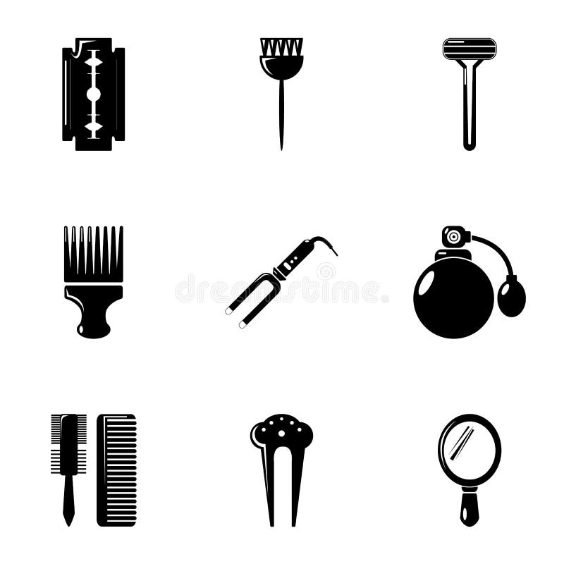 Hairdresser Tools Icons Set, Simple Style Stock Vector - Illustration ... Hairdresser Tools Icons Set, Simple Style Stock Vector - Illustration ...