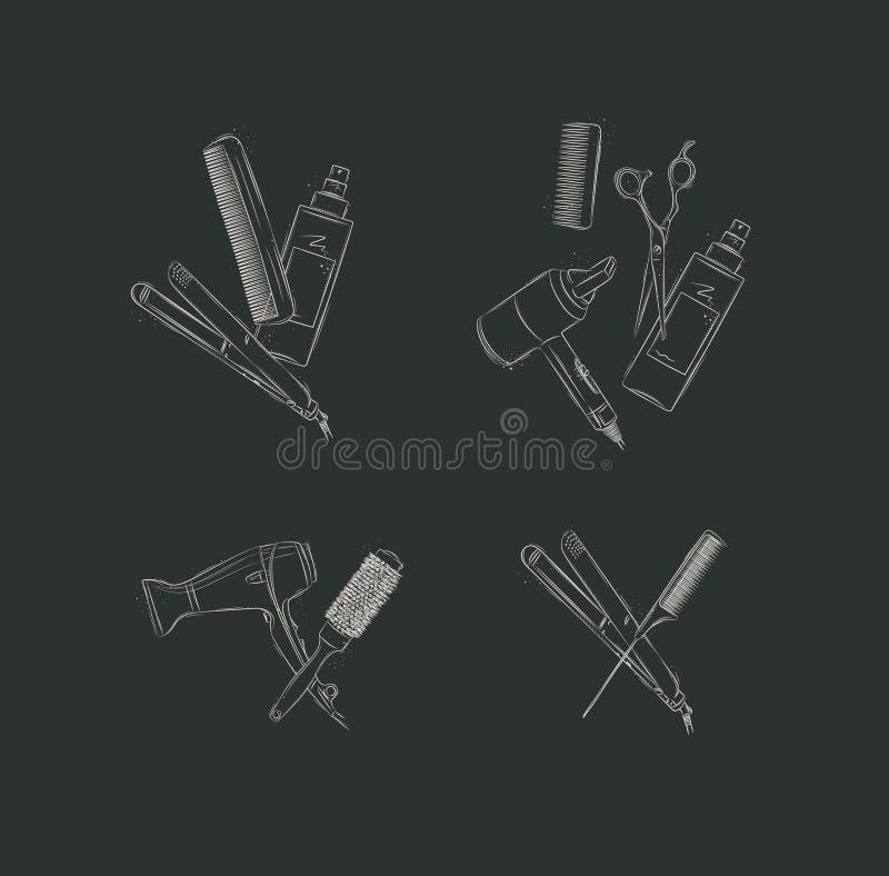 Hairdresser Treatment Tools Composition Black Stock Vector ...