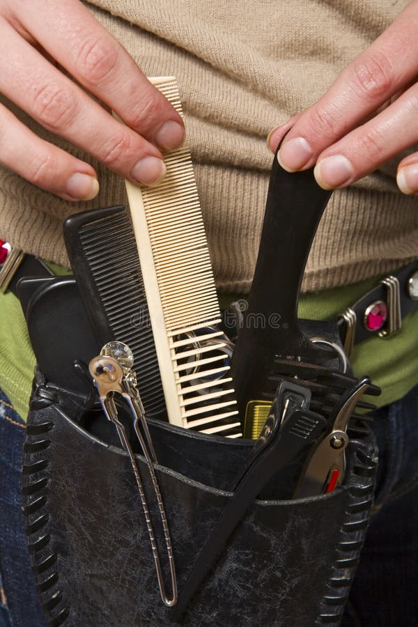 Hairdressers Utensils Pouch Stock Image - Image of scissors, profession ...