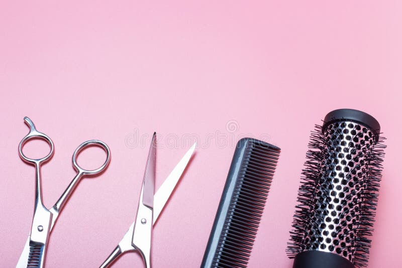 Pink Hair Scissors And Comb