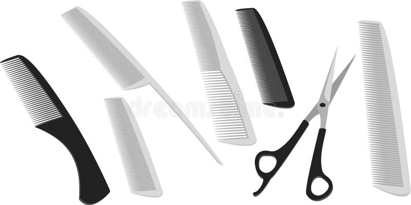 Scissors Silhouette with Comb for Hair Salon Stock Image - Illustration ...