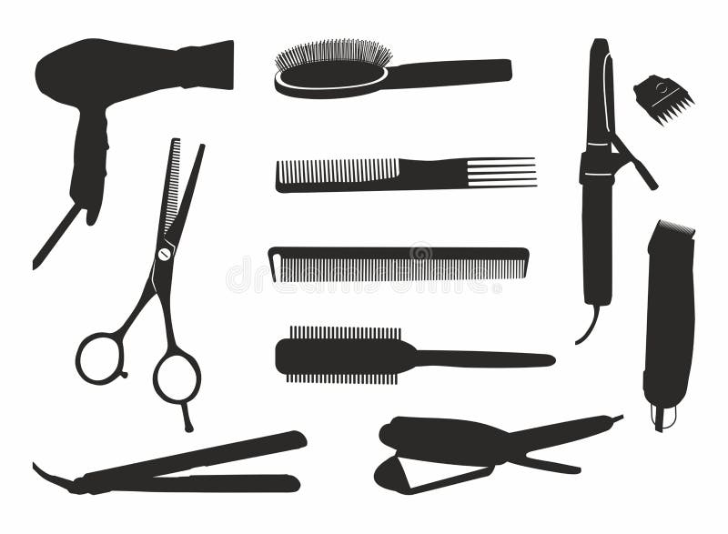 Hairdressing tools stock vector. Illustration of outline - 41376025
