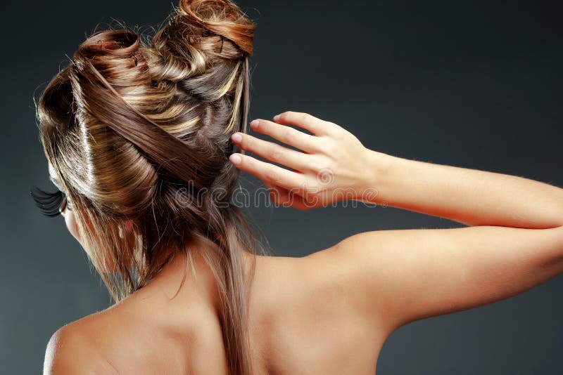 Girl with creative hair-do stock image. Image of braid - 18871479