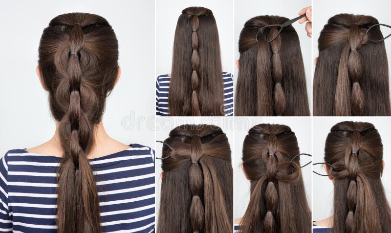 Hairstyle Festive Braid Tutorial Stock Image - Image of styling ...