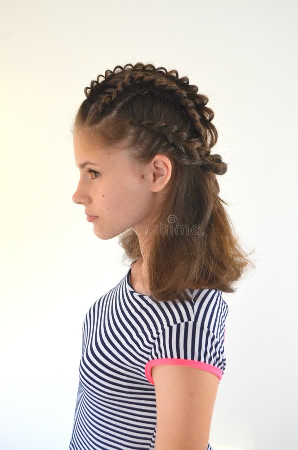 Hairstyle on medium length stock image. Image of color - 96286839