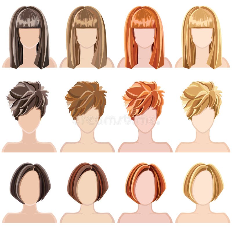 Set Of Illustrated Hairstyles Stock Illustration Illustration Of