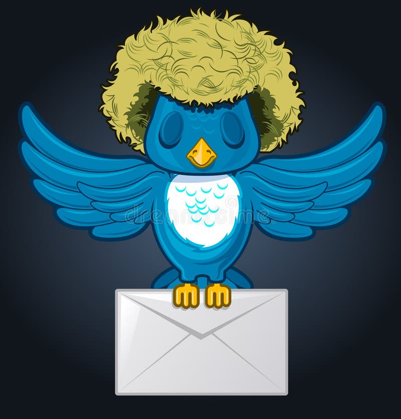 Hairy Bird with Envelope Mail Stock Illustration - Illustration of bird ...