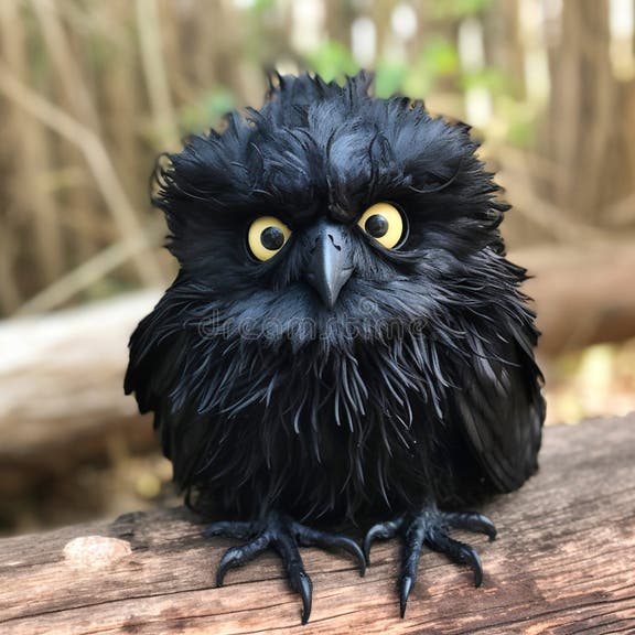 Hairy Drill Owl Vantablack Muppet with Huge Eyes Stock Image - Image of ...