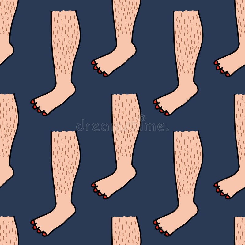 Hairy Legs Seamless Doodle Pattern Stock Illustration - Illustration of ...