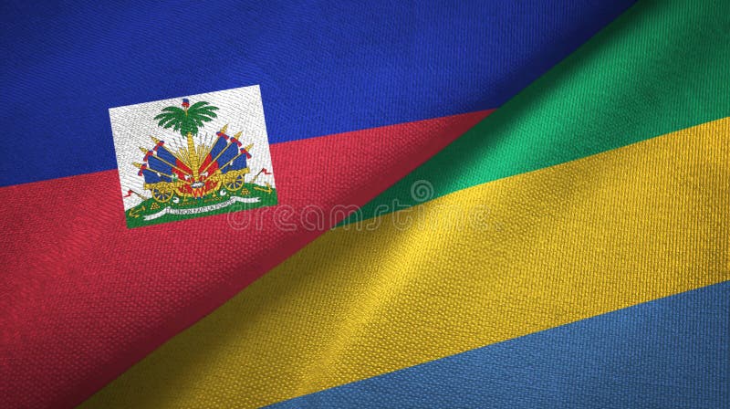 Haiti and Gabon Two Flags Textile Cloth, Fabric Texture Stock Image ...