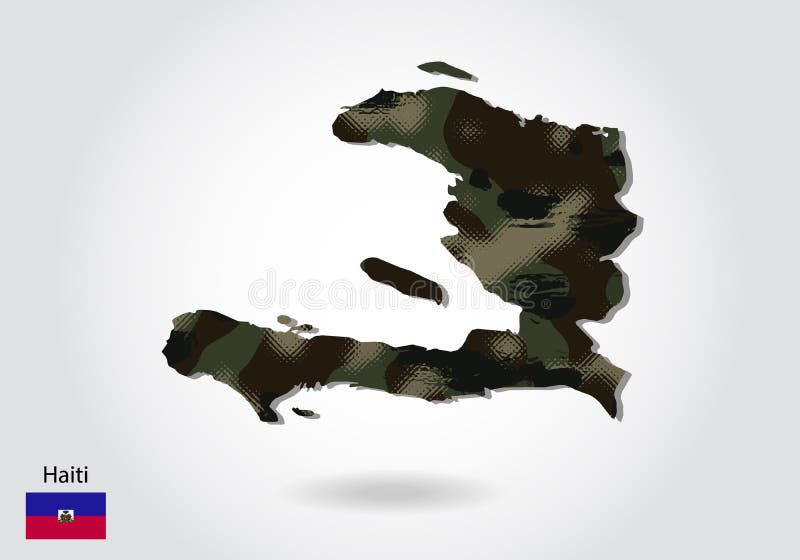 Haiti Map with Camouflage Pattern, Forest - Green Texture in Map Stock ...