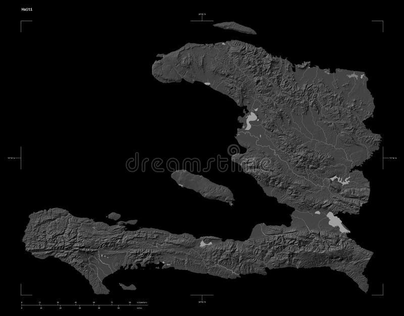 Haiti Shape on Black. Bilevel Stock Illustration - Illustration of ...