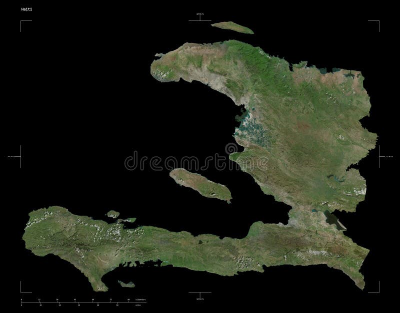 Haiti Shape on Black. High-res Satellite Stock Illustration ...
