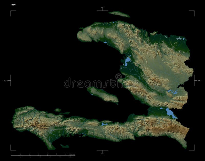 Haiti Shape on Black. Physical Stock Illustration - Illustration of ...