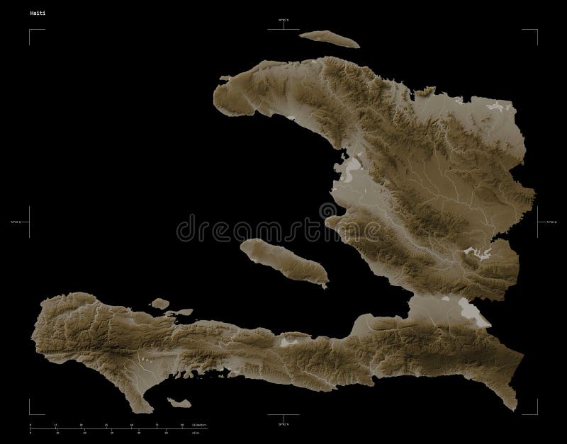 Haiti Shape on Black. Sepia Stock Illustration - Illustration of ...