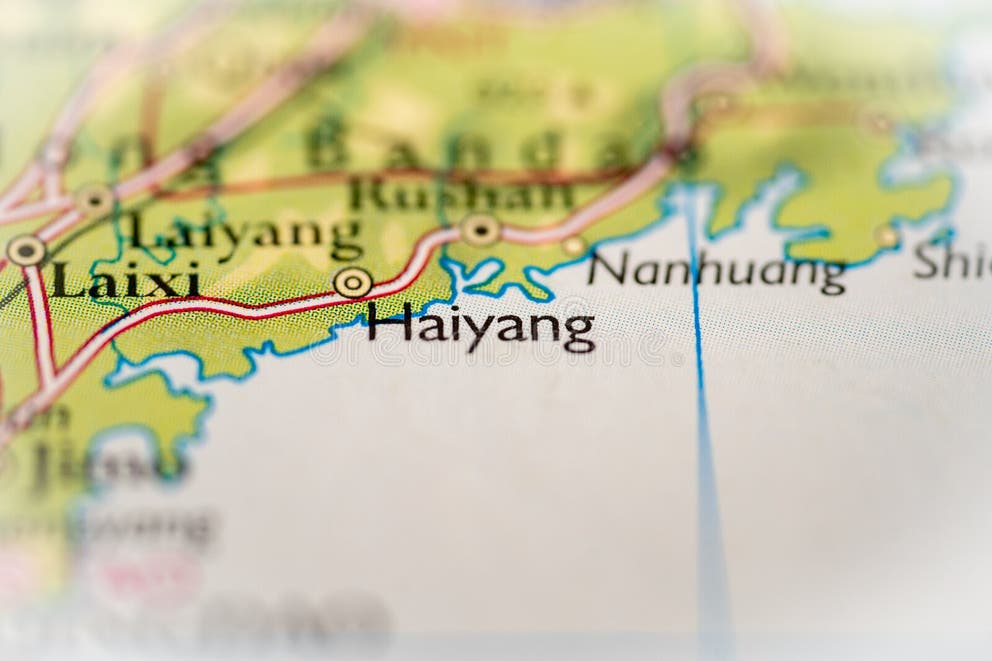 Haiyang, China Highlighted on a World Map Stock Photo - Image of routes ...