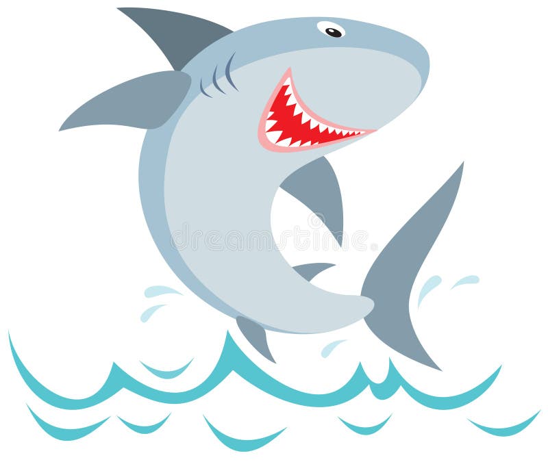 Söt Tecknad Haj Isolerad På Vit Transparent Bakgrund Vektor ...
