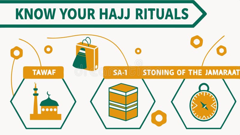 Hajj Rituals Diagram, Steps for Islamic Pilgrimage Guide Vector Design ...