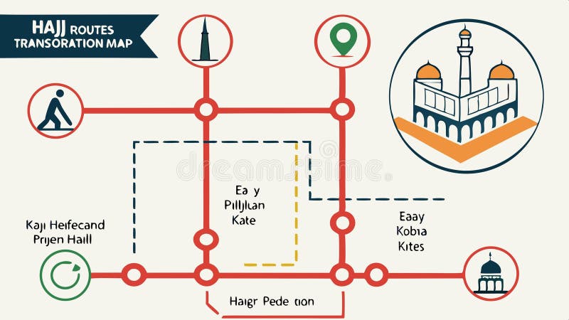 Hajj Steps Infographic, Islamic Pilgrimage Guide Illustration Vector ...