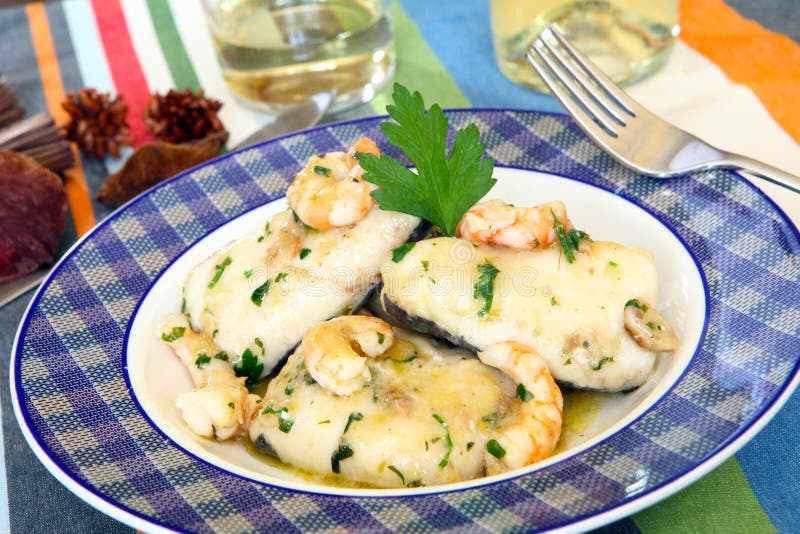 Hake stock photo. Image of wine, hake, shrimp, gourmet - 18615326