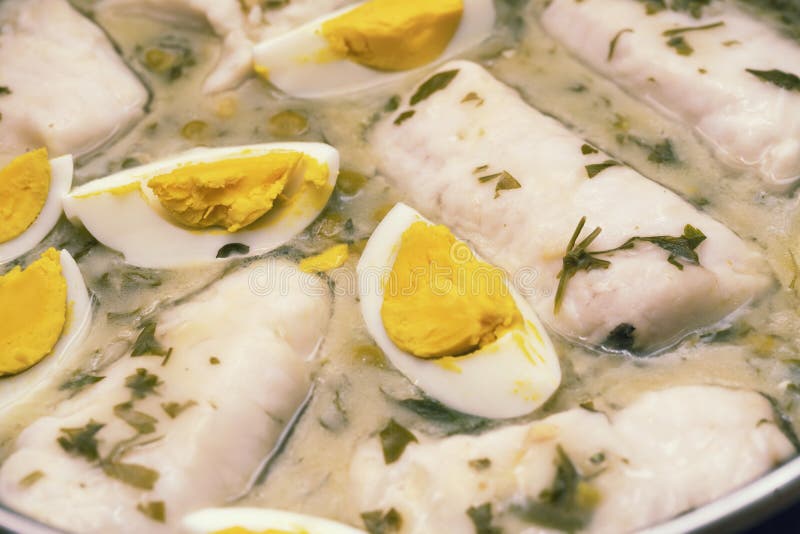 Hake Fillets in Prawns Sauce a Fish Dish Stock Image - Image of hake ...