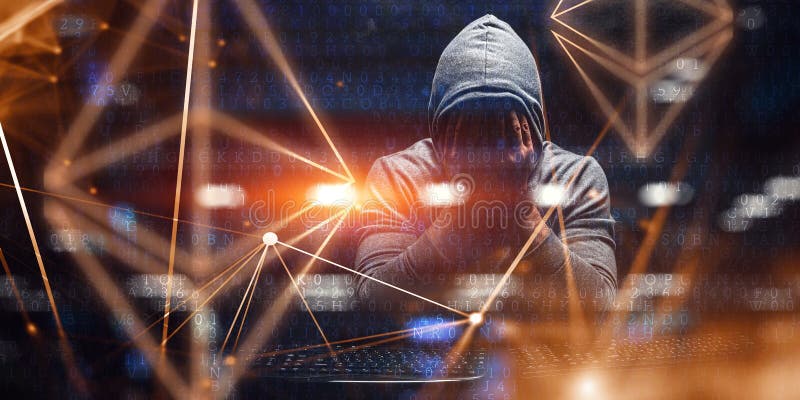 Haking into crypto world stock image. Image of sign - 154574879