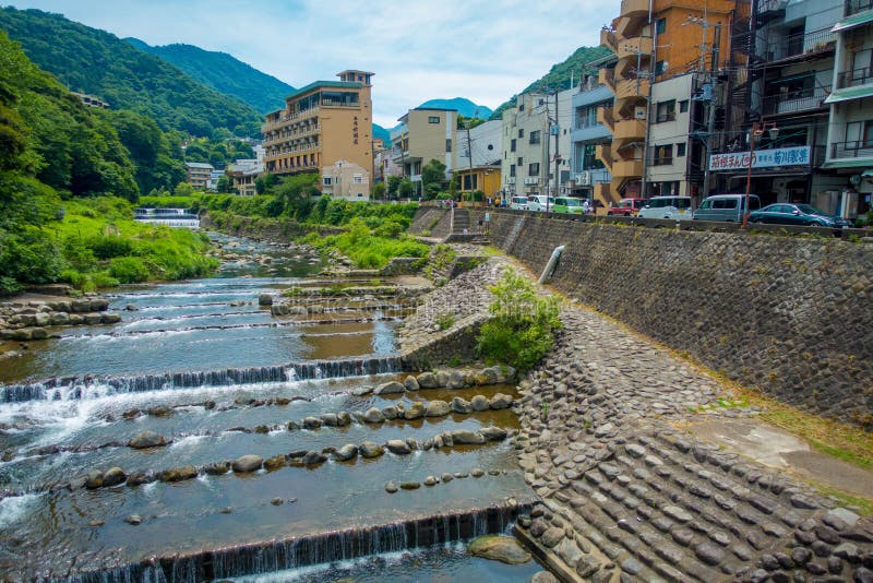 HAKONE, JAPAN - JULY 02, 2017: Beautiful View of River with a Hakone ...