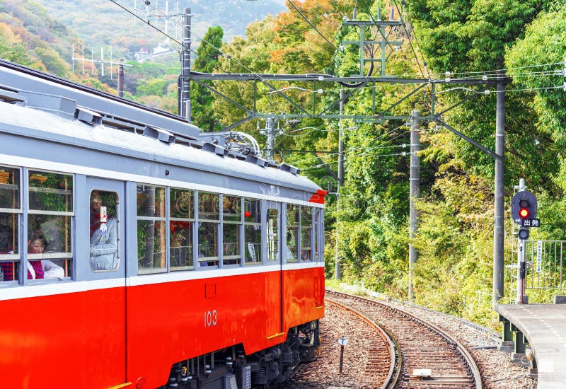 HAKONE, JAPAN - NOVEMBER 5, 2017: View of the Red Train Station ...