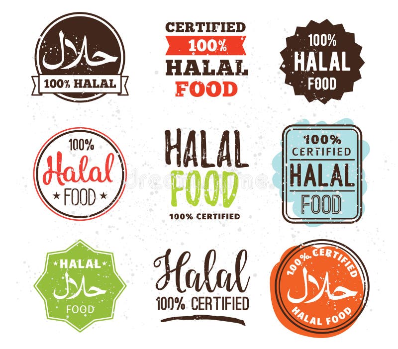 Halal Food Labels Vector Set. Badges Design. Stock Vector ...