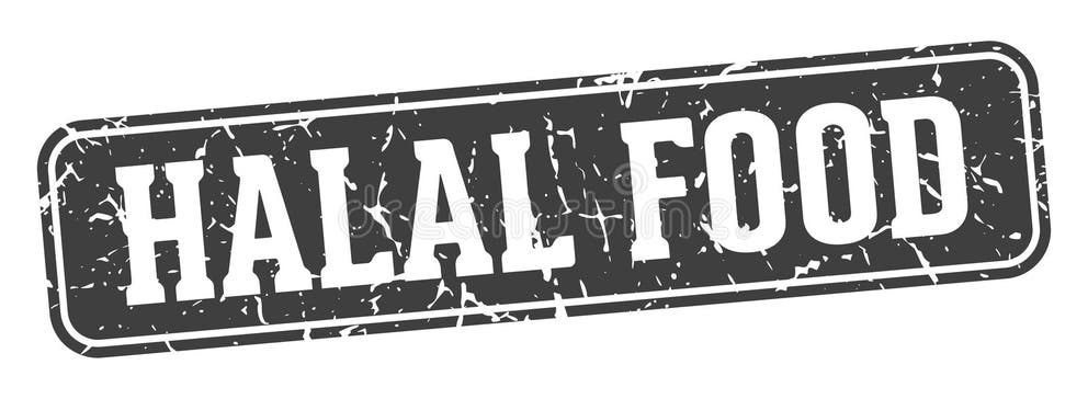 Halal Food Rectangular Sign. Halal Food Stamp Stock Vector ...