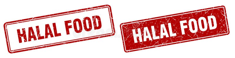 Halal Food Stamp Set. Halal Food Square Grunge Sign Stock Vector ...