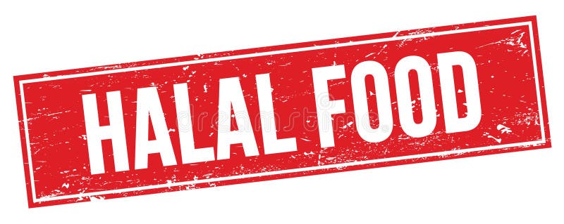 HALAL FOOD Text on Red Grungy Rectangle Stamp Stock Illustration ...