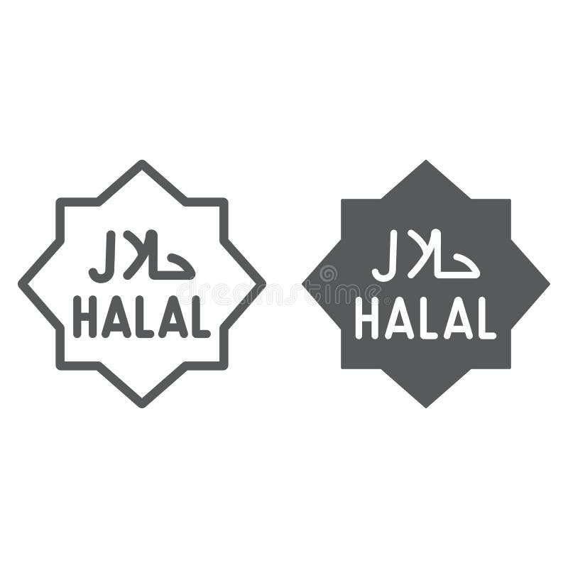 Halal Line and Glyph Icon, Islam and Religion, Halal Product Sign ...