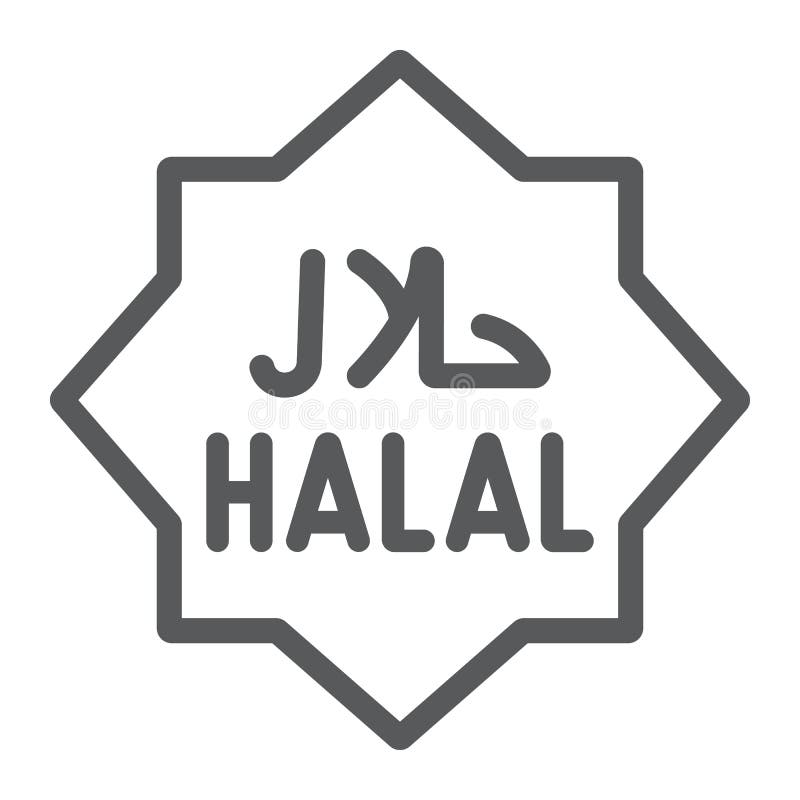 Halal Line Icon, Islam and Religion, Halal Product Sign, Vector ...